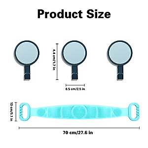 Silicone Bath Towel Scrubber with Bath Towel Holder, Exfoliating Back Scrubber for Shower Cleaning, Silicone Exfoliating Body Scrubber with Non-Slip Handle for Men and Women (Blue, 27.6 inches)
