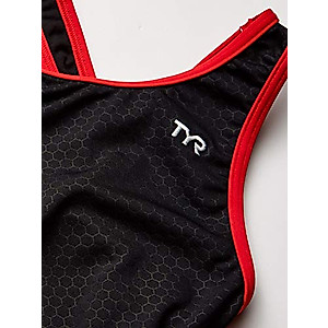 TYR womens Hexa Maxfit Swimsuit, Black/Red, 38 US