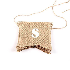 Junxia Swallowtail Shaped Banners Natural Burlap Baby Shower Banner with Jute Cord Party Decoration