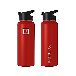 IRON °FLASK Sports Water Bottle - 32 Oz, 3 Lids (Spout Lid), Leak Proof, Vacuum Insulated Stainless Steel, Double Walled, Thermo Mug, Metal Canteen