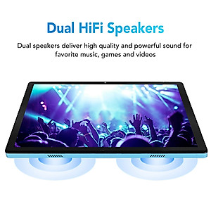 Smart Tablet, 1920x1200 Resolution Tablet, 10.1 Inch Octa Core Processor, US Plug, 100-240V, Portable 8MP Front Camera and 16MP Rear Camera for (Blue)