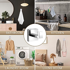 Fenas Towel Hooks for Bathrooms Robe Hook Coat Hook 4 Pack Polished Chrome Stainless Steel Heavy Duty Wall Mounted Square Hooks for Bathroom Kitchen Bedroom