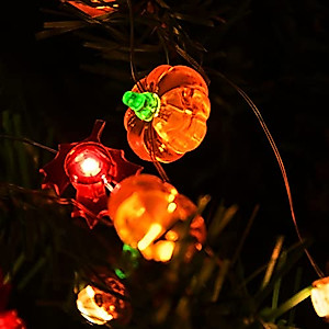 TWONGIFT Autumn LED Solar String Lights Outdoor,40LED Maple Pumpkin Acorn Thanksgiving Decorative Lights Indoor,18ft Fall Garland Solar Turkey Lights for Halloween,Garden,Mantel,Kitchen(8 Modes)