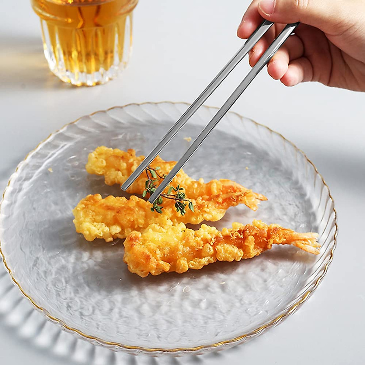 Xihuimay 3pcs Stainless Steel Chopsticks Fork Spoon Set with Travel Case Non-Slip Tabeware Pack Metal Portable Flatware Set Utensils Chinese Japanese Korean for Cooking Eating Dishwasher Safe, White