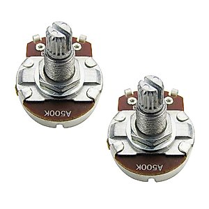 FLEOR 2pcs Full Size Guitar Volume Pot 18mm Shaft Audio Taper Guitar Potentiometer A500K