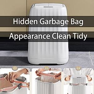 Touchless Bathroom Trash Can with Lid, 4 Gallon Plastic Automatic Garbage Bin, Waterproof Motion Sensor Wastebasket Rubbish Bin for Kitchen, Living Room, Bedroom, Office (No Battery)