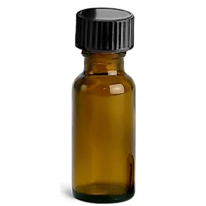 Premium Amber Glass Boston Round Bottles, 1/2 oz (15ml) Capacity - Durable, UV-Protective 5-Pack with Leak-Proof Black Cone-Lined Caps - Perfect for Essential Oils - Perfumes