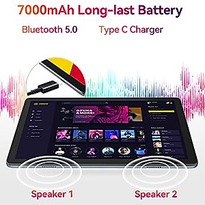 Tablet 10 Inch 128GB ROM +512GB Android Tablet 2.4G/5G WiFi Tablet Computer, 1920 * 1200 IPS Google Certificated Tablets, 8 Core, 13MP Camera, GPS, Gray (Include a Case)