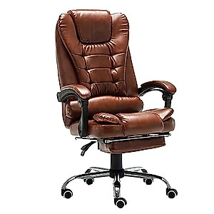 Swivel Chair Office Chair, Ergonomics Reclining Boss Seat Lifting Rotation Executive Chair with Footrest Leather Computer Chair Rated Load Capacity: 660lbs