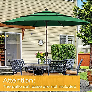 Aoodor Patio Umbrella 10 ft Dining Table Outdoor Market Umbrella 3 Tier - Green