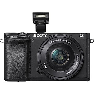Sony Alpha a6300 Mirrorless Camera with 16-50mm Lens Black ILCE6300L/B with Soft Bag, Tripod, Additional Battery, Rode Mic, LED Light, 64GB Memory Card, Card Reader, Plus Essential Accessories