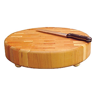 Catskill Craftsmen Wood End Grain Round Cutting Slab with Feet