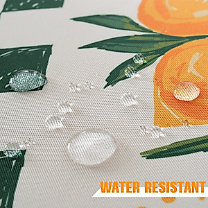 Honellaty Round Outdoor Tablecloth with Umbrella Hole and Zipper, Spill Proof Wrinkle Free Table Cloth, Washable Polyester Patio Table Cover for Picnic BBQS(Lemon,60 x 60 Inch)