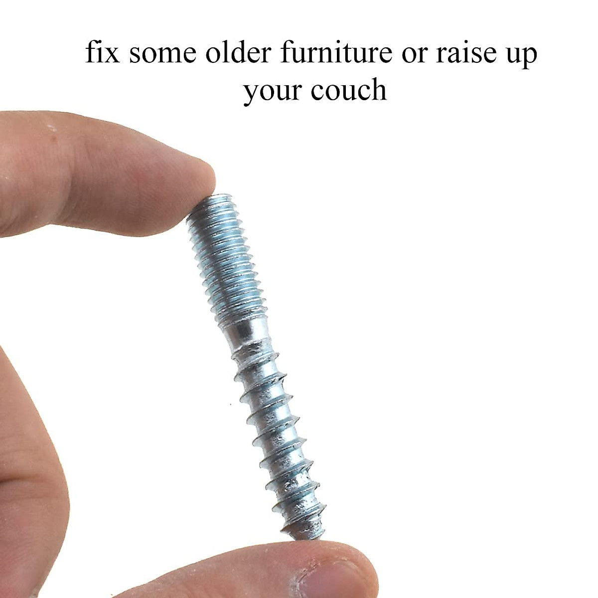 Yadaland M8x50mm Length Hanger Bolts with Slots Inserted Easily Convenient Adjust Sturdy Connection Double Headed Self Tapping Screw Carbon Steel 7 PCS for Furniture Frame Raise up Couch Legs