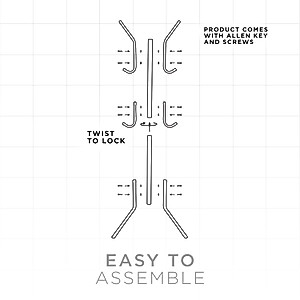 Free-Standing Coat Rack Metal Stand - Hall Tree Entry-Way Furniture Best for Hanging Up Jacket, Purse, Hand-Bag, Cloth, Hat, Winter Scarf Holder - Home or Office Floor Hanger 12-Hooks Organizer, Black