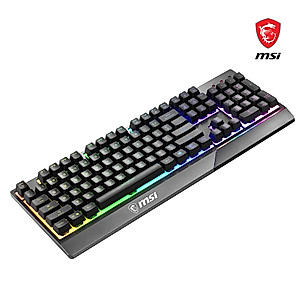 MSI Vigor GK30 FR Gaming Keyboard, USB, 104 Keys, Black, Modern, Ergonomic, Backlit RGB, Windows, macOS, Linux Compatible