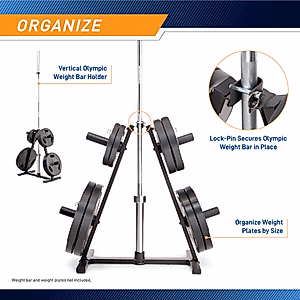 Marcy Home Gym A-frame Organizer for 2-Inch Olympic Weight Plates and Bar, 300 lbs Capacity PT-5740
