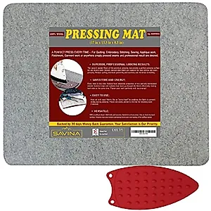 Wool Pressing Mat - 17" x 13.5" Quilting Ironing Pad - 100% New Zealand Felted Wool Iron Board for Quilters, Great for Quilting & Sewing Projects by Savina
