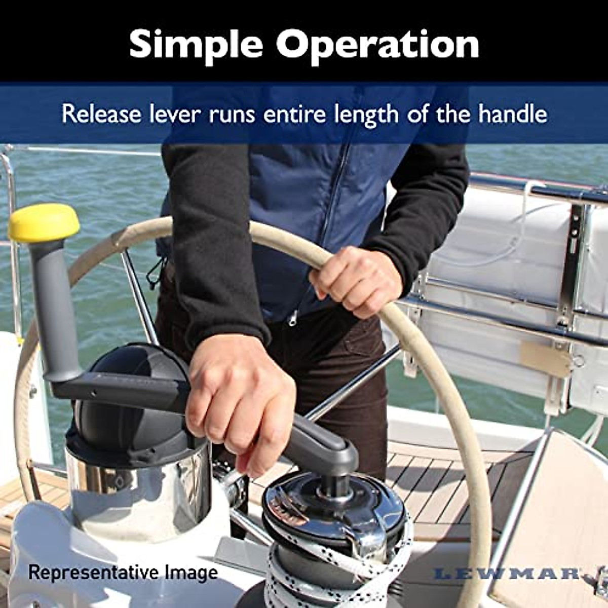 Lewmar 10" One Touch Aluminum Winch Powergrip Handle – Lightweight, Corrosion-Resistant, Marine-Grade Alloy, one-Touch Lock-in Winch Handle with Ball Bearing Grip, Three-Year Warranty