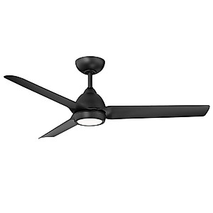 WAC Smart Fans Mocha Indoor and Outdoor 3-Blade Ceiling Fan 54in Matte Black with 3000K LED Light Kit and Remote Control works with Alexa and iOS or Android App
