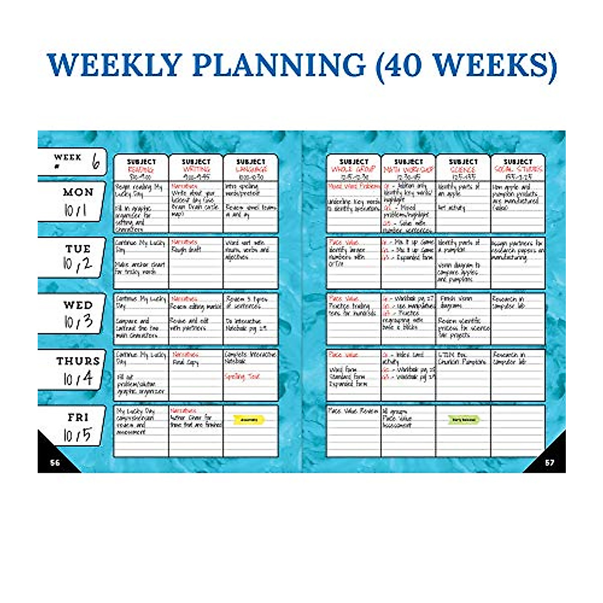 Carson Dellosa Celebrate Learning Teacher Planner, 8" x 11" Spiral Bound Planner With Planner Stickers, Undated Homeschool Planner & Lesson Planner Book for Teachers