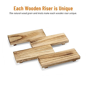 NADESSA Wood Riser for Home Decor, Wooden Display Stand for Plant Pots, Rustic Wooden Tray for Kitchen Counters 11.8x4.7x2 inches