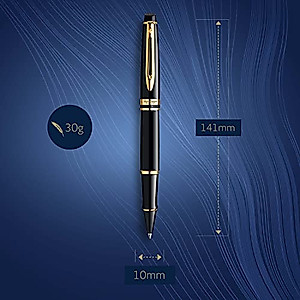 Waterman Expert Rollerball Pen, Gloss Black with 23k Gold Trim, Fine Point with Black Ink Cartridge, Gift Box