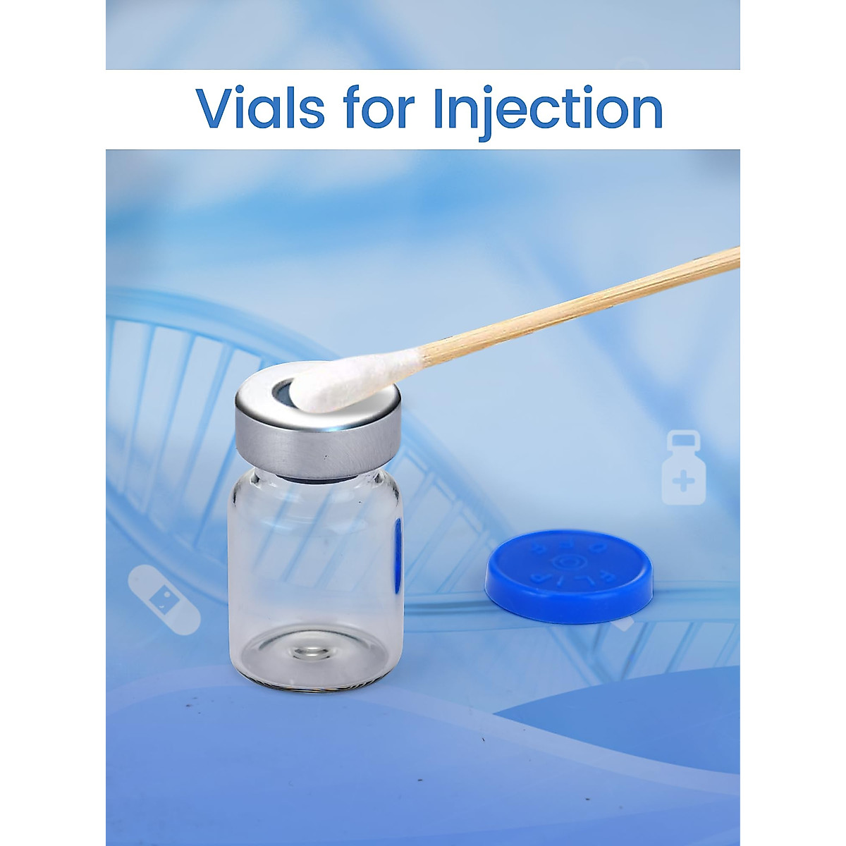 5ml Glass Vials for Injections, Self-Healing Injection Port, Empty Vials for Injections with Sealed Cap (10 Pack)