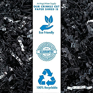 MagicWater Supply Crinkle Cut Paper Shred Filler (4 oz) for Gift Wrapping & Basket Filling - Black & Silver
