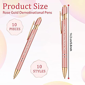 10 Pcs Rose Gold Demotivational Pens Black Ink Snarky Office Pens Complaining Quote Funny Work Pens Sarcastic Pens Negative Passive Rose Gold Ballpoint Pen for Colleague Coworker Writing Office Gifts