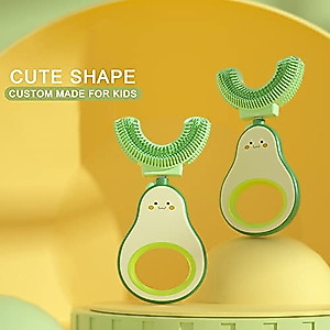 Pampoo Kids U Shaped Toothbrush Avocado Shape Silicone Manual Toothbrush for 2-7years Oral Cleaning U-Shaped Toothbrush
