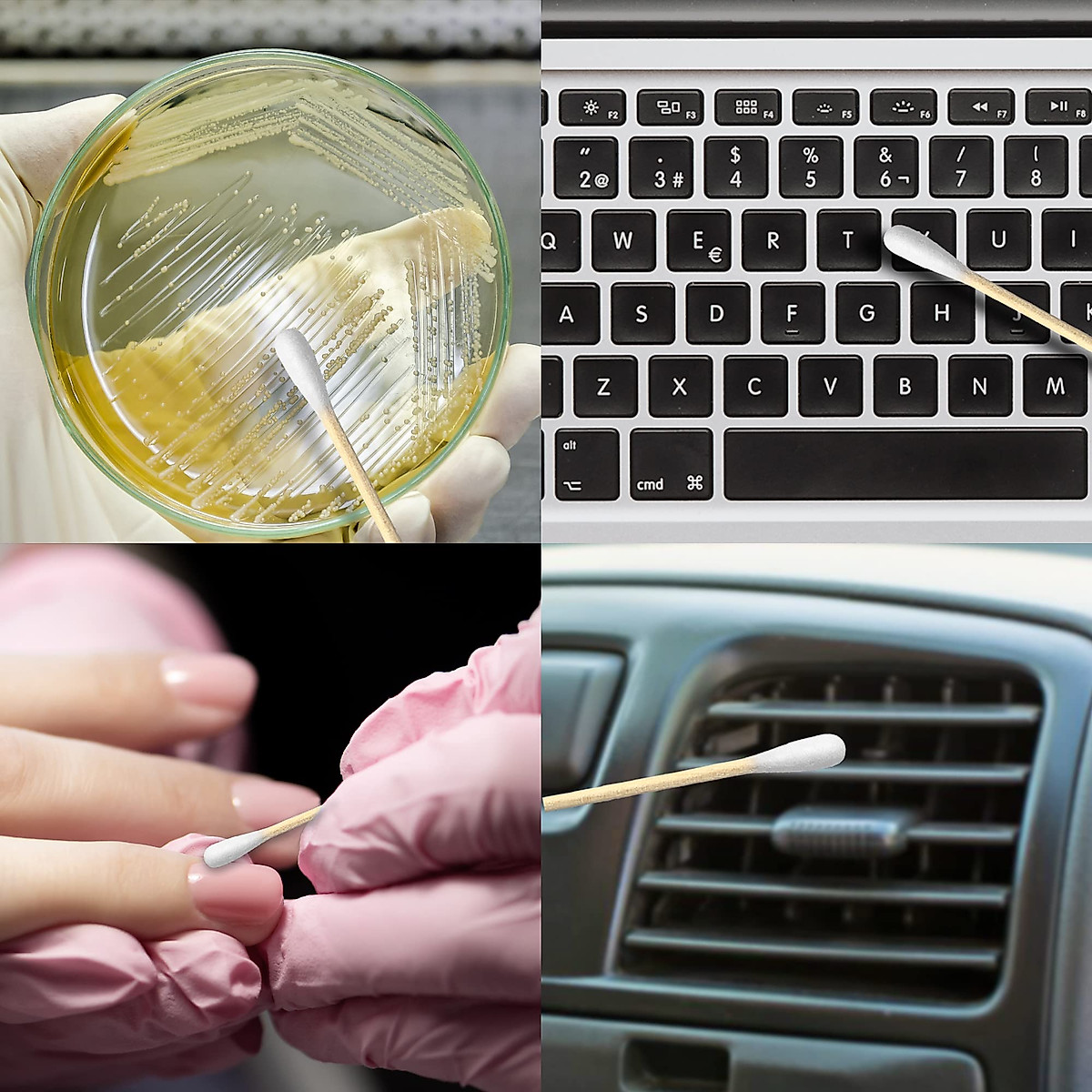 R-NEU 400 Bamboo Cotton Swabs, Dual Tipped, 3 Inch 100% Biodegradable Natural Cotton Qtips for Ears, Makeup, Cleaning, Home, Baby Care (400 Count)