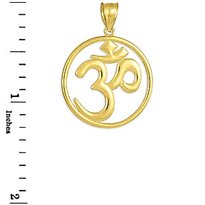 10k Gold Openwork Hindu Meditation Yoga Charm Om Pendant