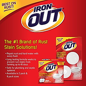 Iron OUT Automatic Toilet Bowl Cleaner, Helps Remove and Prevent Rust Stains in Toilet Bowls and Tanks, 2 Tablets