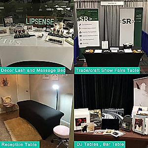 Nobed HHT 4 Packs Black Spandex Table Cloth for 6 Foot Rectangle Folding Tables, Wrinkles-Free Stretchable Black Spandex Table Covers for Party Birthday Picnic Receiption Event Displays