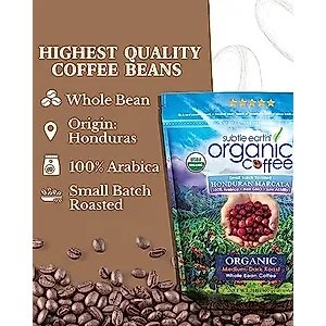 2LB Subtle Earth Organic Coffee - Medium-Dark Roast - Whole Bean Coffee - 100% Arabica Beans - Low Acidity and Non-GMO - 2lb bag