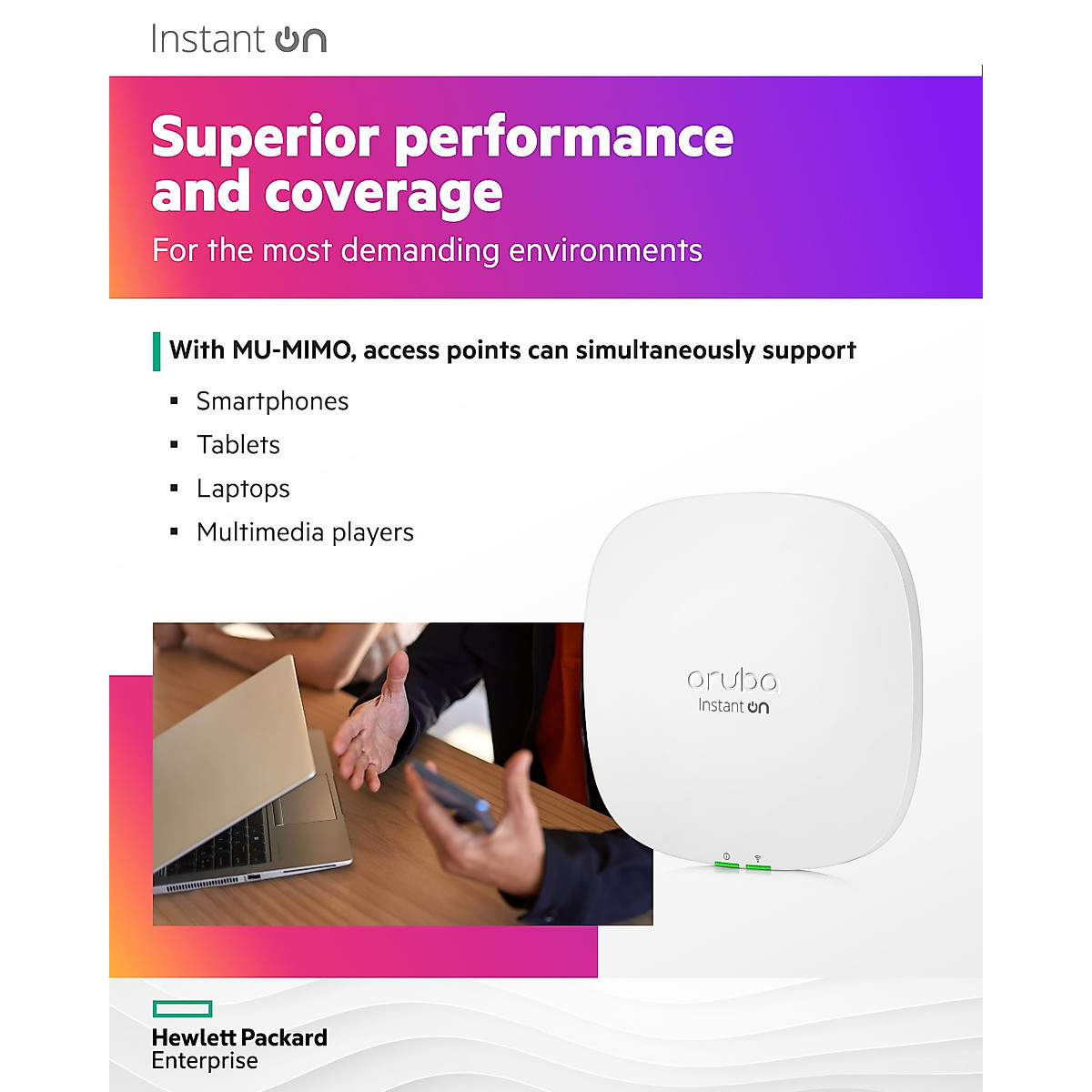 HPE Networking Instant On Access Point AP25 4x4 WiFi 6 Indoor Wireless Access Point | Power Source Not Included | US Model (R9B27A)