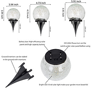 VEWOSTAR Solar Glass Ball Light Outdoor Decor 4.73Inch Solar Landscape Light for Garden Lawn Yard