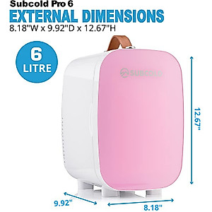 Subcold Pro6 Luxury Mini Fridge Cooler 6 Litre / 8 Cans AC & Exclusive USB Power Option Small Portable Fridge For The Office, Bedroom, Car, Skincare & Cosmetics Pink