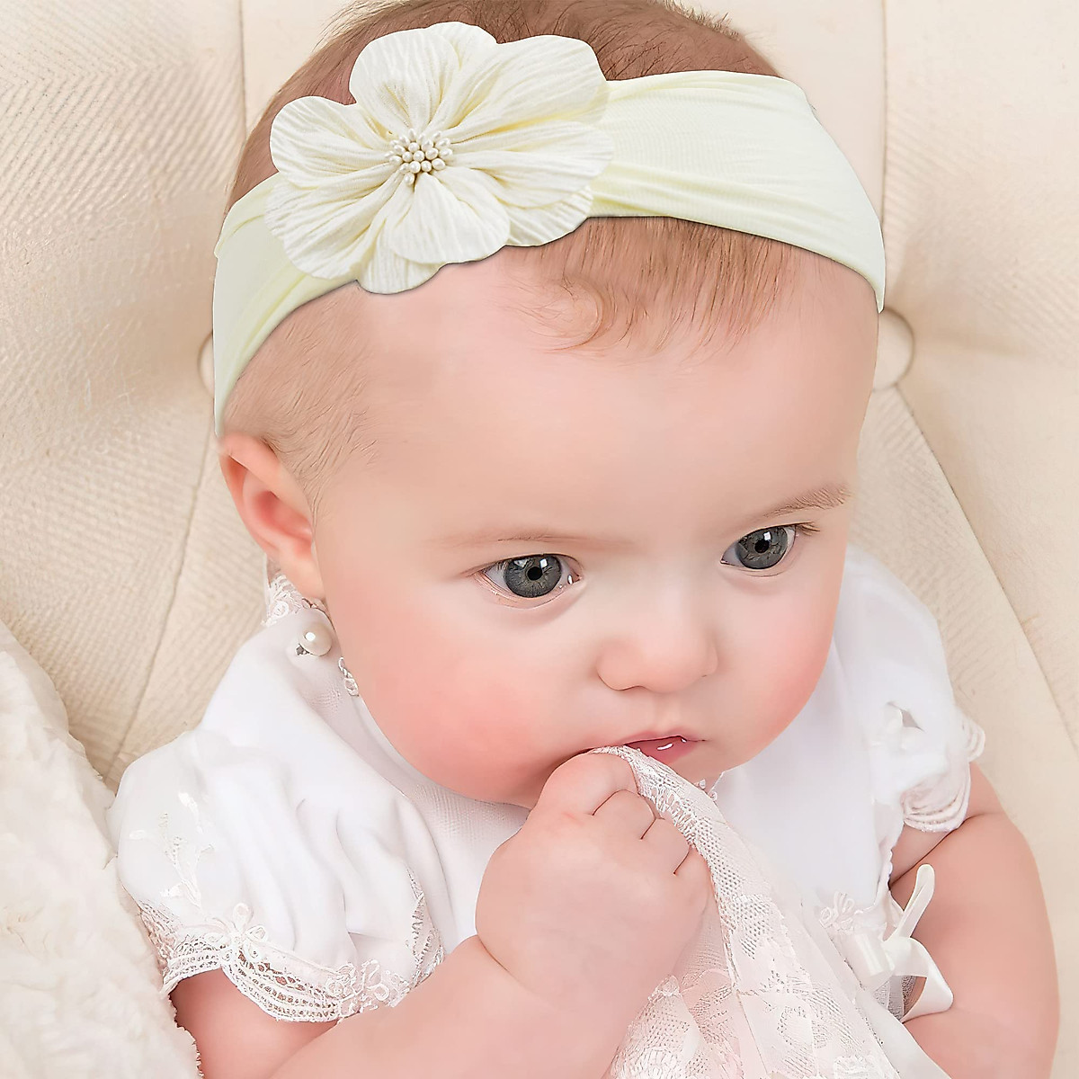 CellElection 12PCS Baby Flower Headbands Handmade Flower Hair Bow Knotted Soft Nylon Hairbands Turban Head Wrap Hair Accessories for Baby Girls Newborns Toddlers Infants