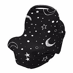 Nursing Cover Breastfeeding Scarf Night Sky Moon Stars - Baby Car Seat Covers, Stroller Cover, Carseat Canopy (11eb11i)
