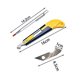 YouU 1pcs Acrylic Cutter and 10 Pcs Blade Set with Mini Box,Multi-Use Cutter with Cutting Blade/1pcs Tungsten Carbide Scribe and Etching Pen（Silver）