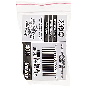 Sunex 971018 3/8-Inch Drive 18-mm Flare Nut Crowfoot Wrench