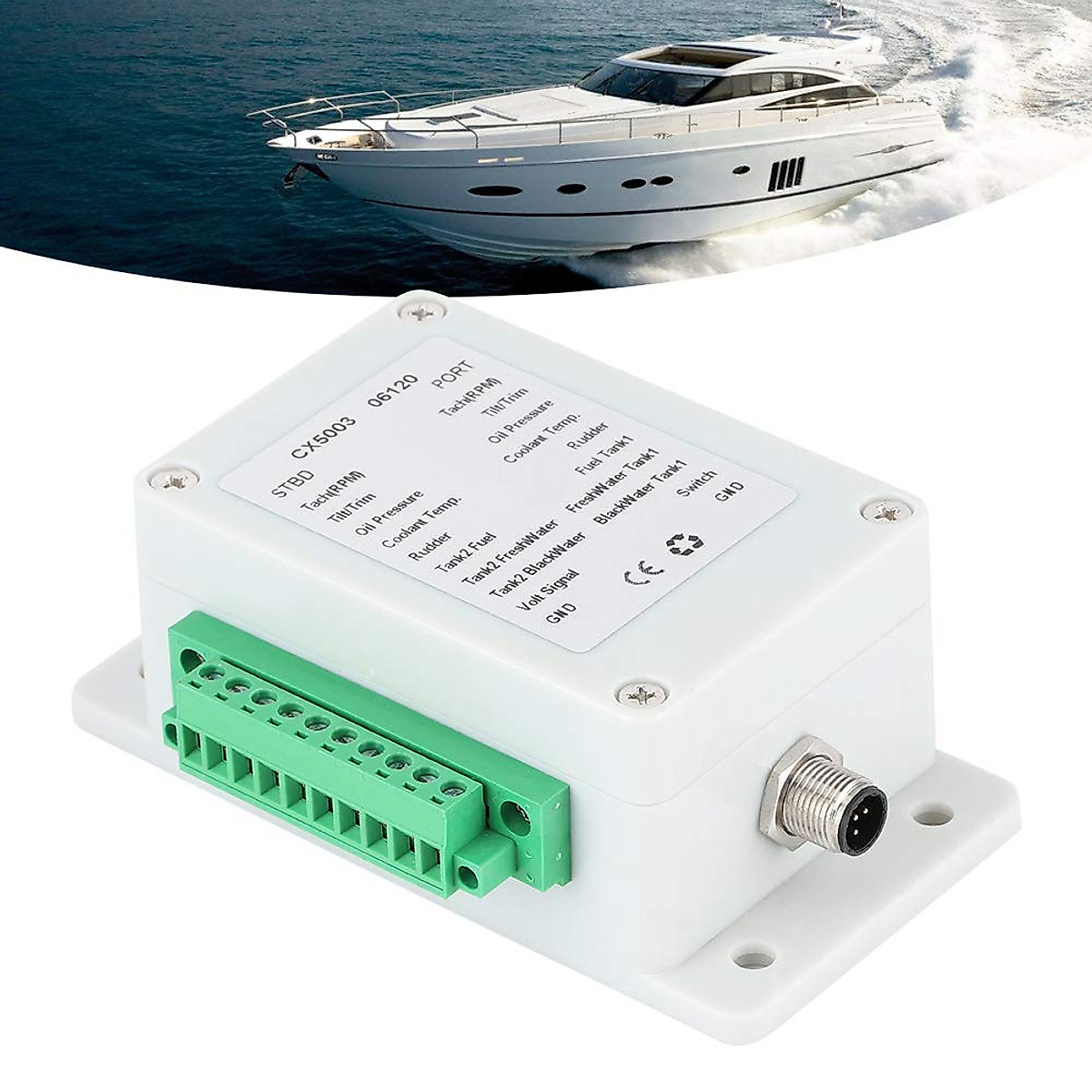Qiilu NMEA2000 Converter, 9V‑32V DC IP67 Waterproof Converter Box Convert Sensor Singal to NMEA2000 for Boat Yacht