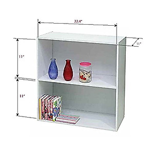 Pilaster Designs Contemporary White Wood Darrin 2 Tier Open Shelf Bookcase Storage Organizer