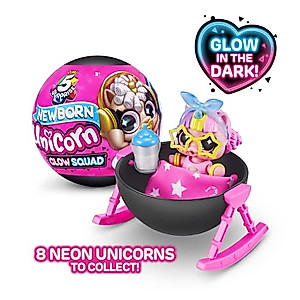 5 Surprise Unicorn Squad Series 6 Newborn Unicorn Glow Squard (2 Pack) by ZURU, Amazon Exclusive Mystery Collectible Toys, Mini Glow in The Dark, Collectable Capsule