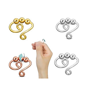 Female Anxiety Relief Ring, The Opening of The Rotary Cylindrical Ring can be Adjusted, and The Rotary Fashionable Men's and Women's Rings. (Adjustable) (Color : A, Size : 0.58inch)