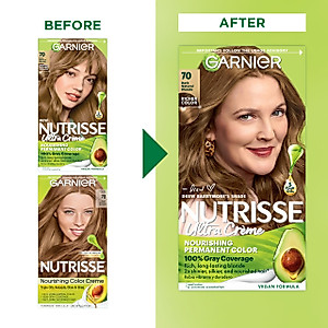 Garnier Hair Color Nutrisse Nourishing Creme, 70 Dark Natural Blonde (Almond Crème) Permanent Hair Dye, 1 Count (Packaging May Vary)