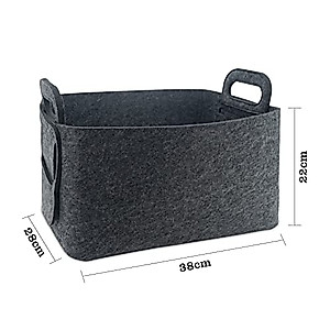 HIFELTY Storage Basket, Felt Storage Bins for Office Bedroom Closet Babies Nursery Toys DVD Laundry, Folding Basket Organizer with Carry Handles, the Best Choice for Clothes Storage Bins (Dark Grey)