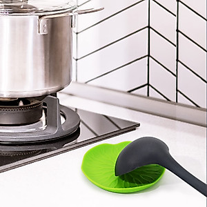 KITCHENDAO Cute Waterlily Silicone Spoon Rest for Kitchen Counter - Ladle Utensil Spoon Holder-Dishwasher Safe- BPA Free High-Quality Material-Gift Idea for Women -1 Pack With Color Box